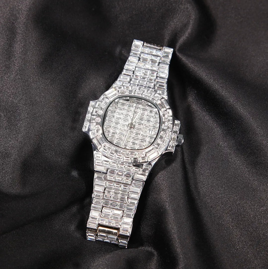 Iced Out Watch Iced Watch Mens Iced Out Watch Hip Hop - Etsy