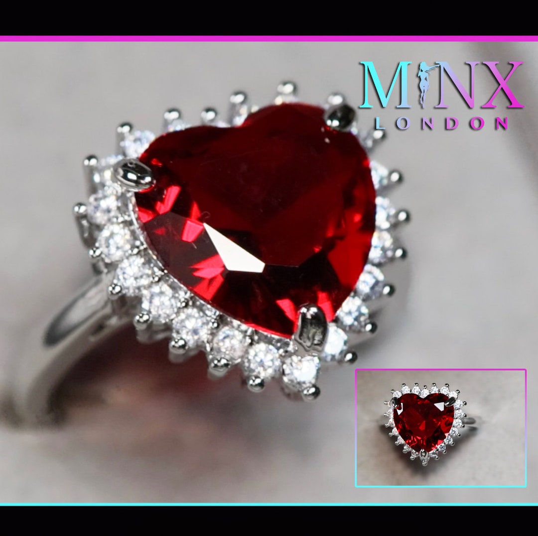 Heart Ring | Red Diamond Heart Ring | Heart Shape Ring | Diamond Heart ...