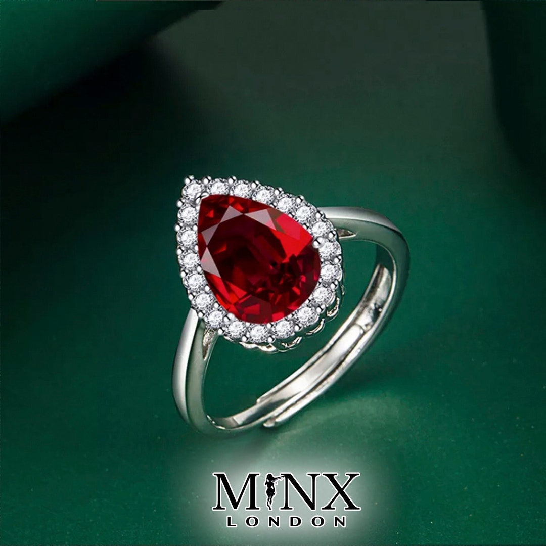 Teardrop Engagement Ring Teardrop Ring Red Diamond Ring - Etsy