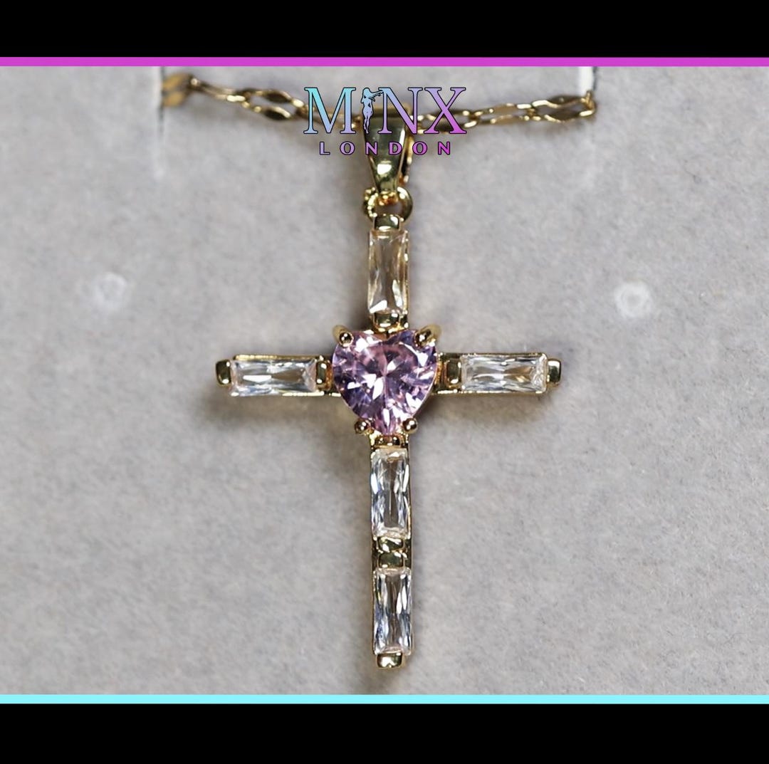 Pink Diamond Cross Pendant | Pink Diamond Cross Necklace | Gold Diamond ...