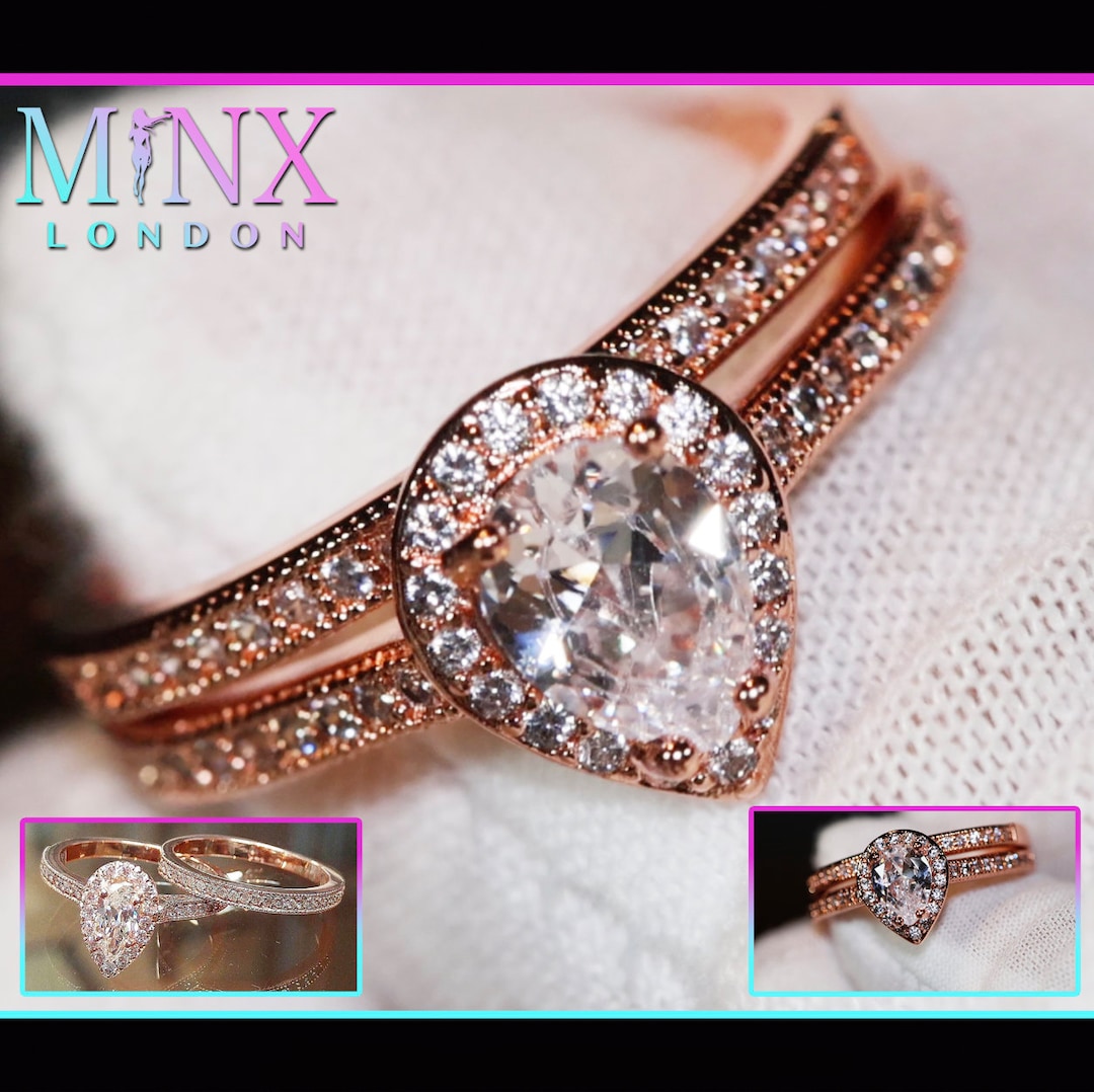 Rose Gold Ring Pear Shape Ring Rose Gold Pear Cut Diamond Ring Rose ...