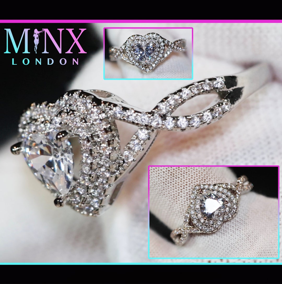 Iced Out Ring Heart Ring Womens Iced Out Ring Engagement Ring Heart ...