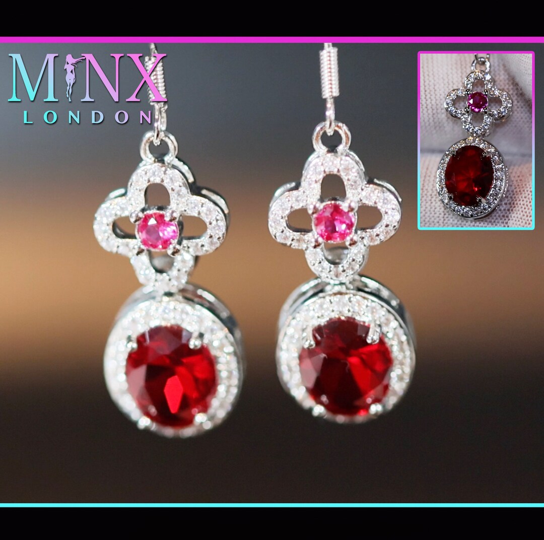 Red Diamond Earrings | Red Oval Cut Diamond Earrings | Oval Diamond ...