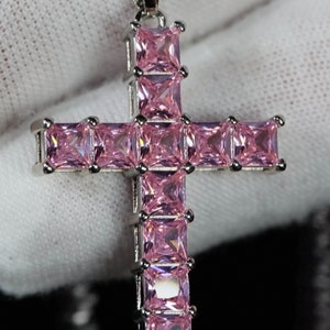 Pink Diamond Cross Pendant | Cross Necklace Women | Cross Chain | Cross ...