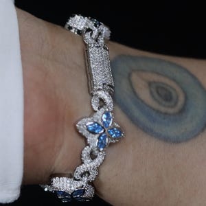 Men's Blue Diamond Bracelet | Blue Diamond Clover Bracelet | Infinity ...