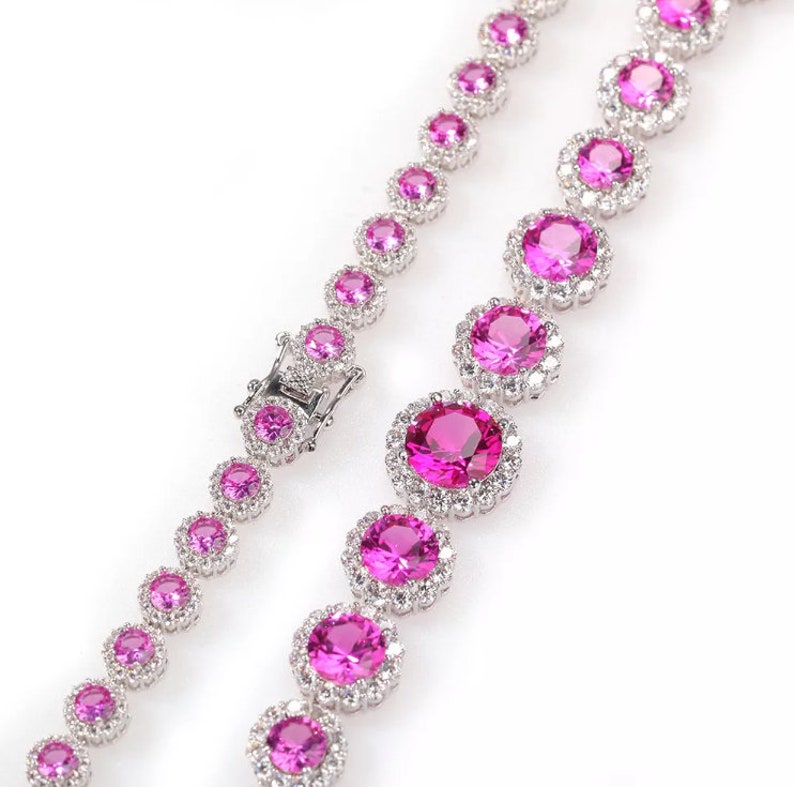 Womens Tennis Chain Pink Diamond Necklace Pink Diamond - Etsy