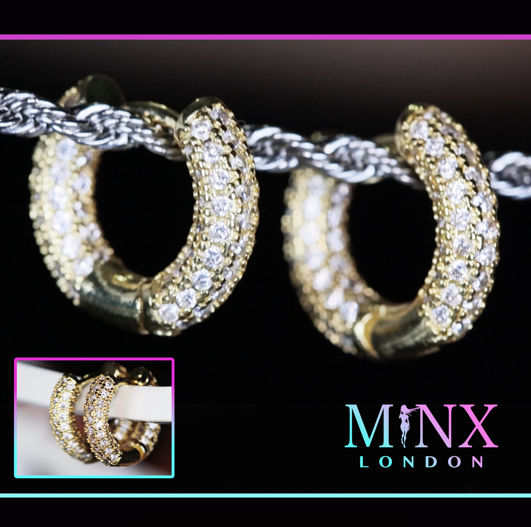 Iced hoop earrings Etsy