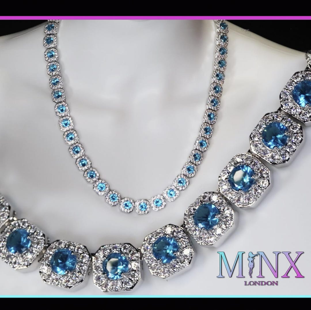 Blue Diamond Tennis Chain | Blue Diamond Chain | Blue Diamond Necklace ...