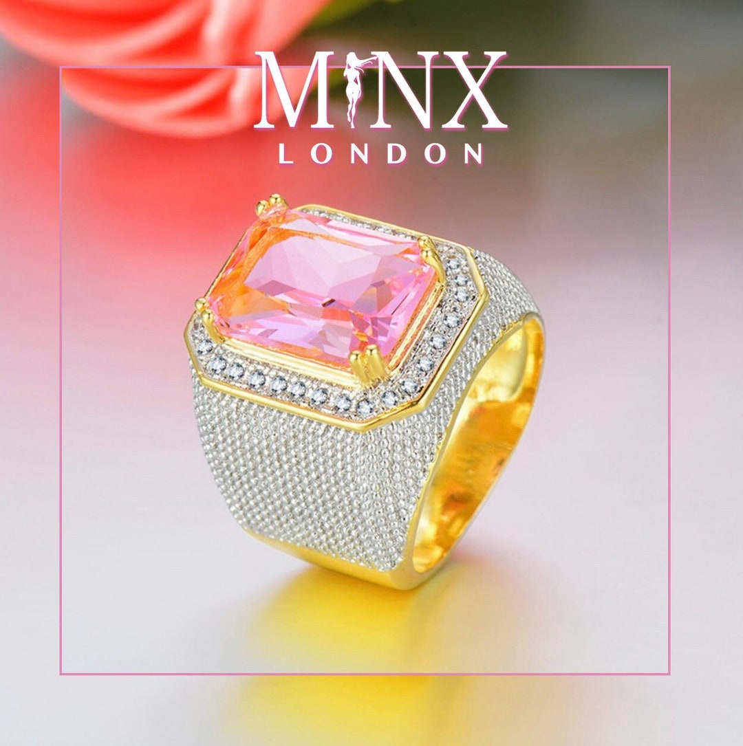 Big Pink Diamond Ring Gold Pink Diamond Ring Womens Pink - Etsy UK