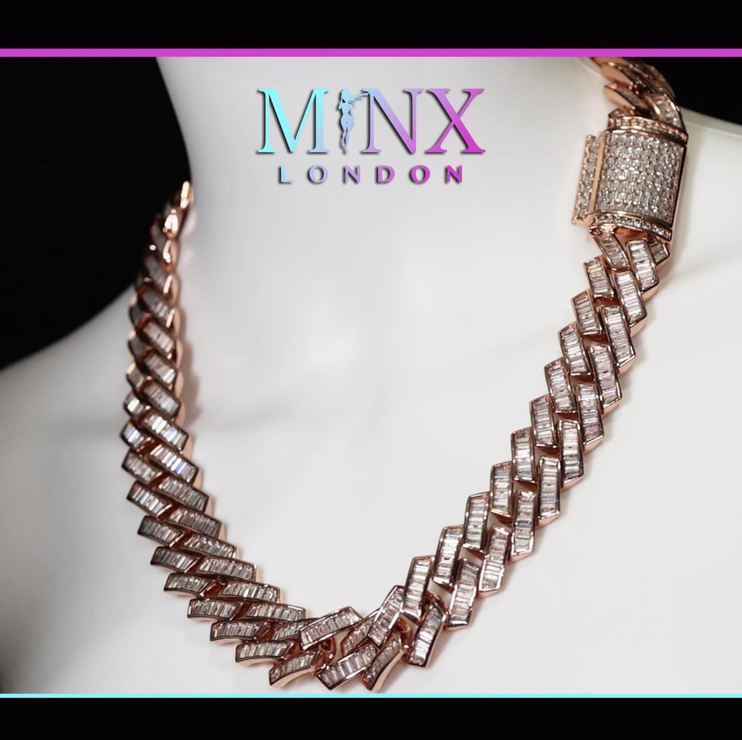 Rose Gold Iced Out Chain | Mens Rose Gold Necklace | Mens Iced Out ...