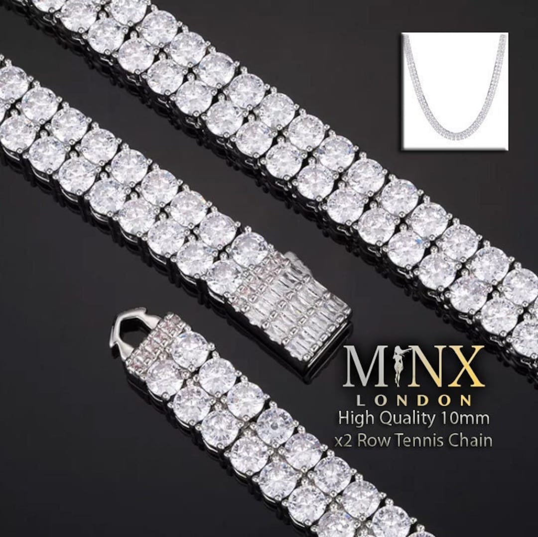 Tennis Chain 2 Row Tennis Chain Tennis Necklace Mens - Etsy