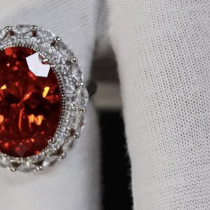 Big Red Oval Diamond Ring | Red Oval Diamond Ring | Big Red Diamond ...