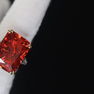 Big Red Diamond Ring | Womens Red Diamond Ring | Red Crushed Diamond ...
