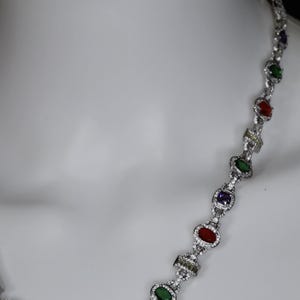 Rainbow Diamond Necklace | Rainbow Diamond Chain | Multi Coloured ...
