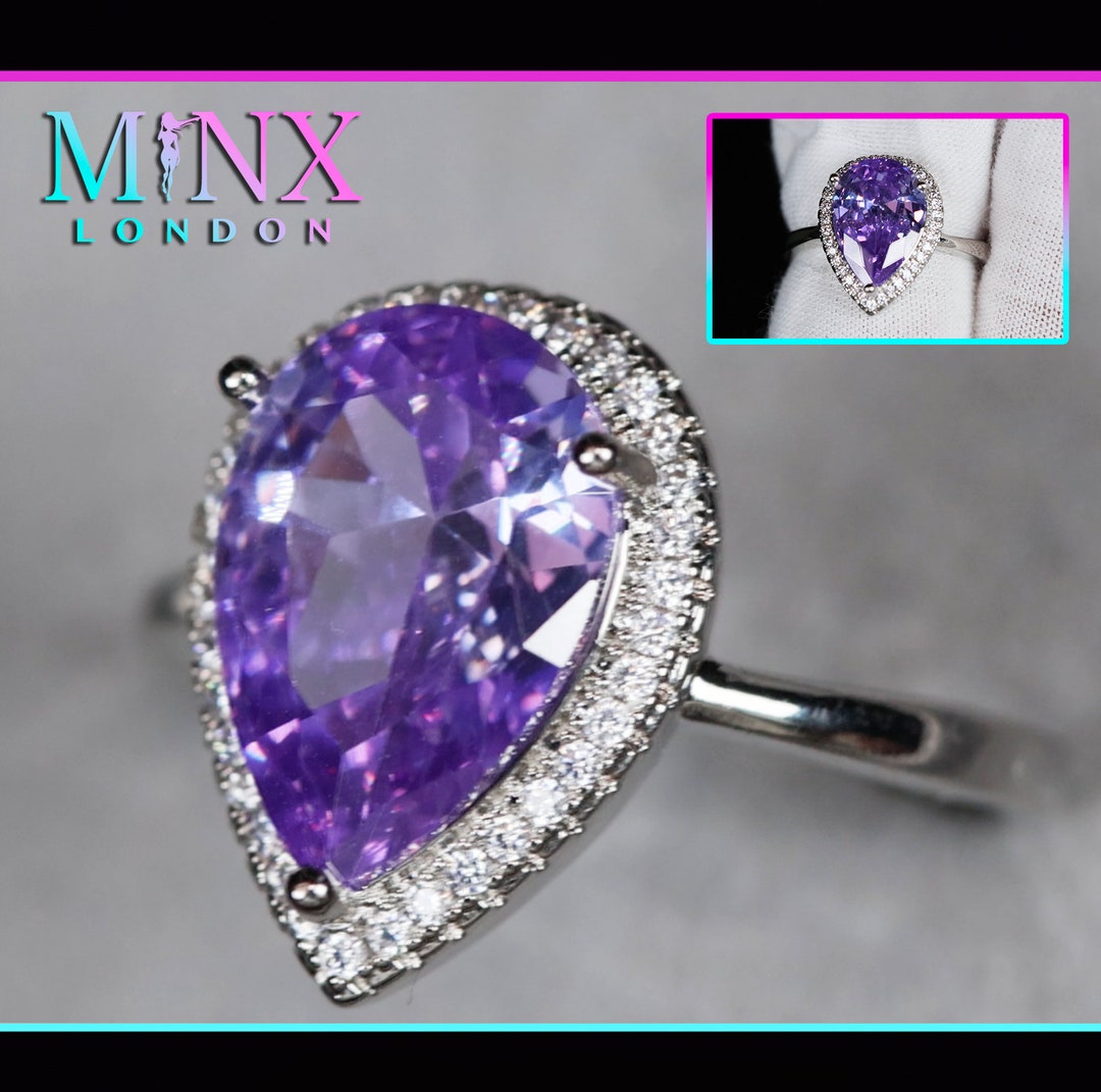 Purple Diamond Ring | Teardrop Ring | Teardrop Engagement Ring | Pear ...