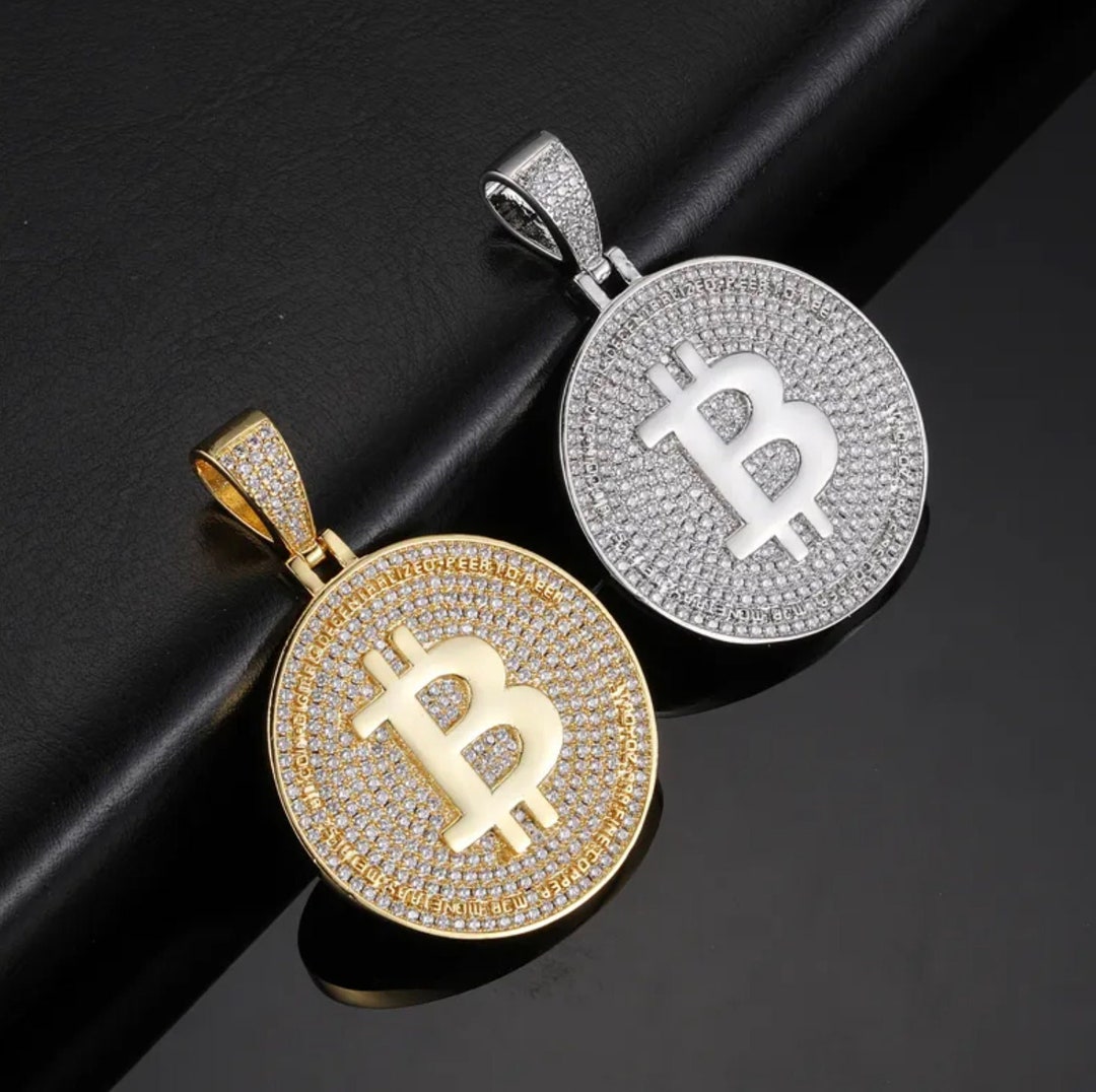 Hip Hop Pendant Iced Out Pendant Diamond Bitcoin Pendant - Etsy