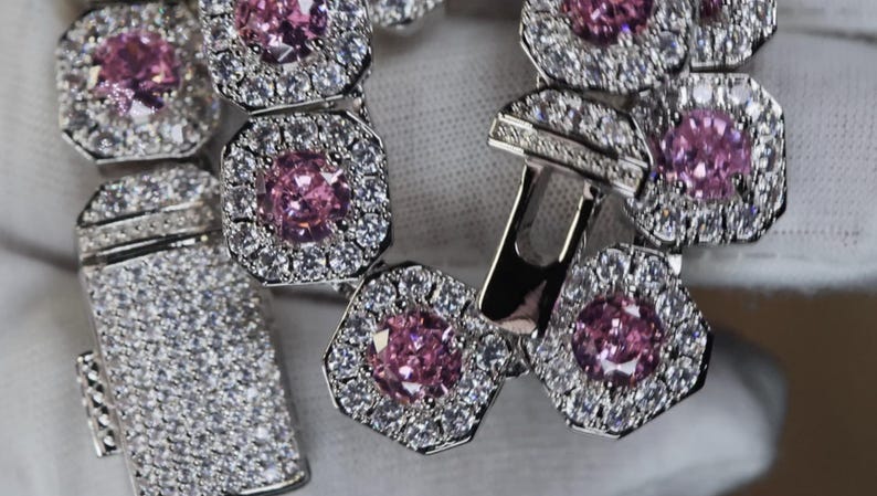 Pink Diamond Tennis Chain | Pink Diamond Chain | Pink Diamond Necklace ...