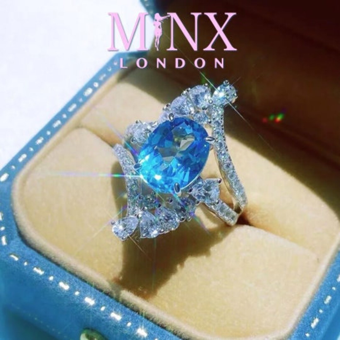 Blue Diamond Engagement Ring Oval Wedding Ring Womens Blue - Etsy