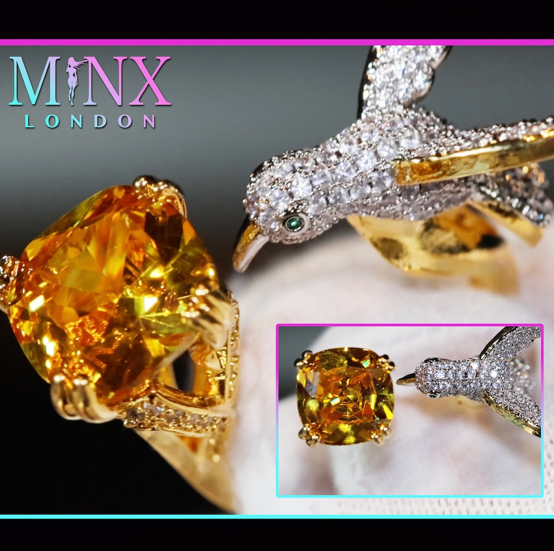Diamond Bird Ring | Yellow Diamond Ring | Women's Gold Statement Ring ...