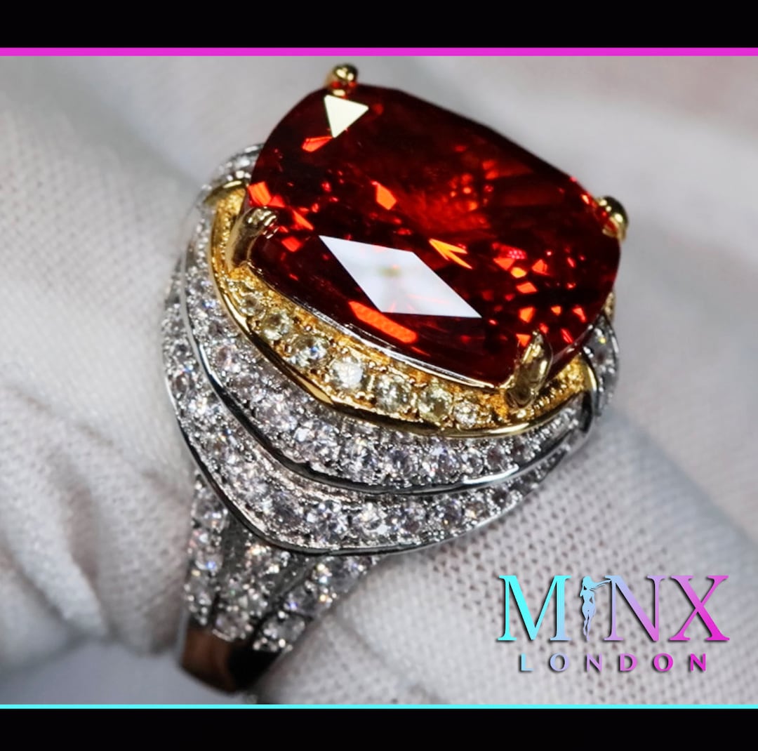 Big Red Diamond Ring | Mens Red Diamond Ring | Iced Out Ring | Womens ...