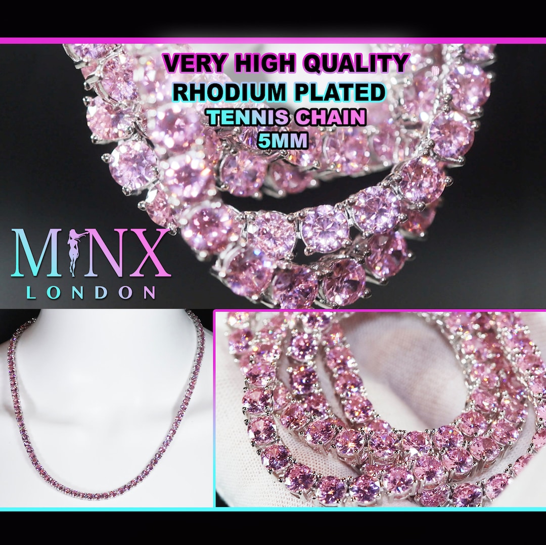 Tennis Chain | Pink Diamond Tennis Chain | Tennis Necklace | Womens ...