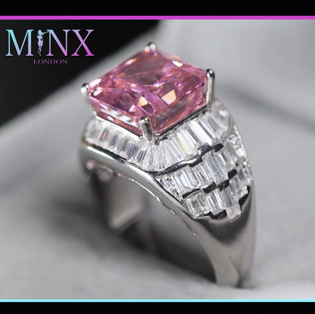 Pink Crushed Diamond Ring | Womens Pink Diamond Engagement Ring | Mens ...