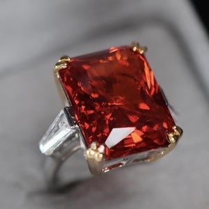 Big Red Diamond Ring | Womens Red Diamond Ring | Red Crushed Diamond ...