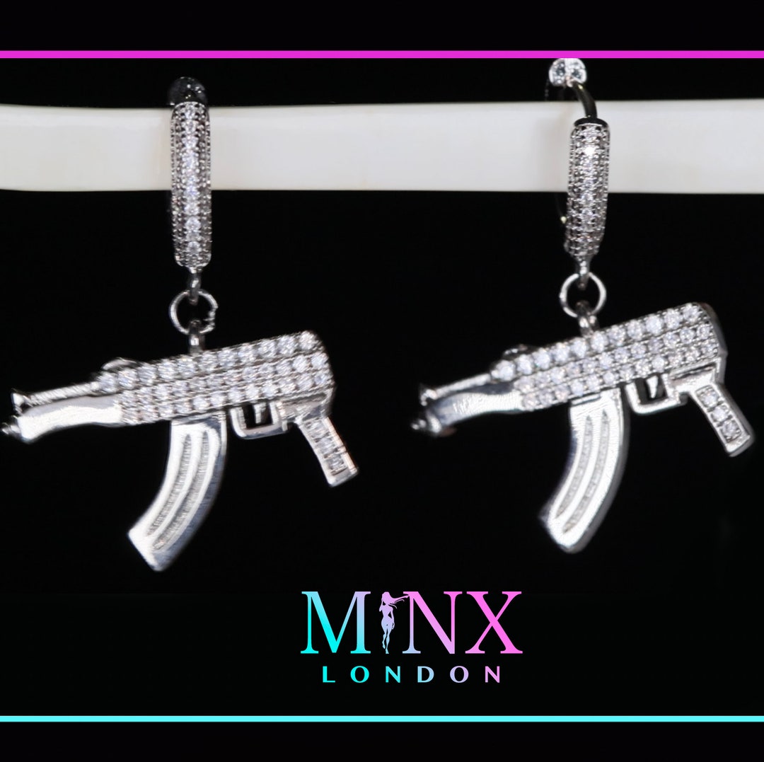 Mens Iced Out Earrings | Iced Out Hoop Earrings | Gun Earrings | Mens ...