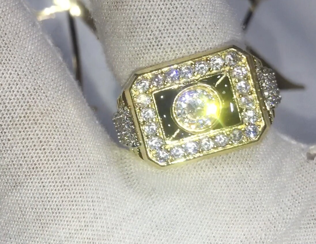 Iced Out Ring Mens Iced Out Rings Mens Two Tone Ring | Etsy UK