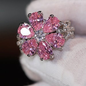 Pink Diamond Ring | Pink Diamond Flower Ring | Womens Pink Diamond Ring ...