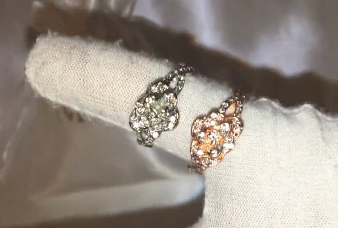 Flower Shape Ring Rose Ring Rose Gold Ring Womens Flower Ring Diamond ...