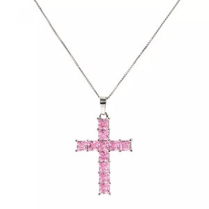 Pink Diamond Cross Necklace Cross Necklace Women Cross Chain Cross ...