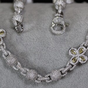 Yellow Diamond Clover Chain | Silver Diamond Ball Link Chain | Yellow ...