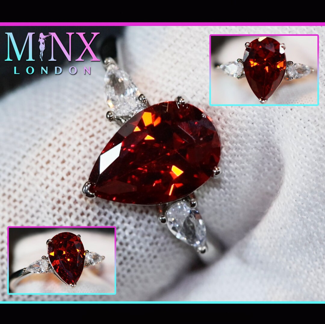 Red Pear Cut Diamond Ring | Teardrop Ring | Red Diamond Ring | Womens ...