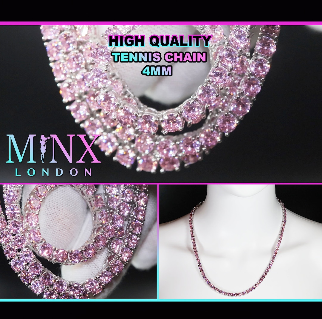Tennis Chain Pink Diamond Tennis Chain Tennis Necklace Pink Tennis ...