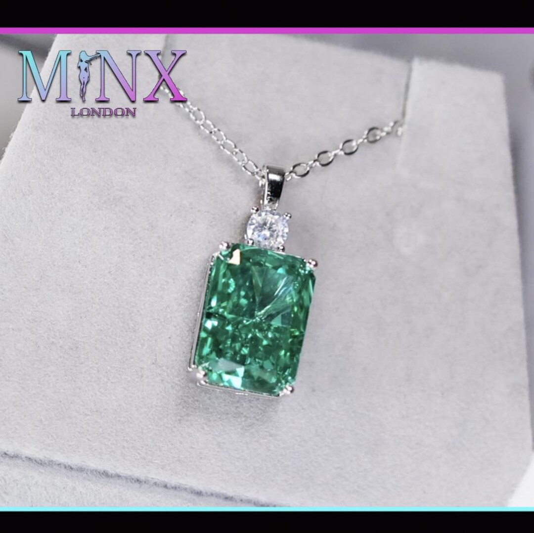 Green Diamond Pendant | Green Crushed Diamond Pendant | Womens Green ...