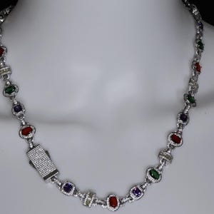 Rainbow Diamond Necklace | Rainbow Diamond Chain | Multi Coloured ...