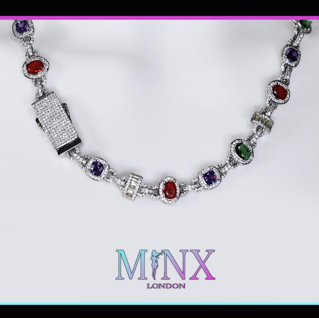 Rainbow Diamond Necklace | Rainbow Diamond Chain | Multi Coloured ...