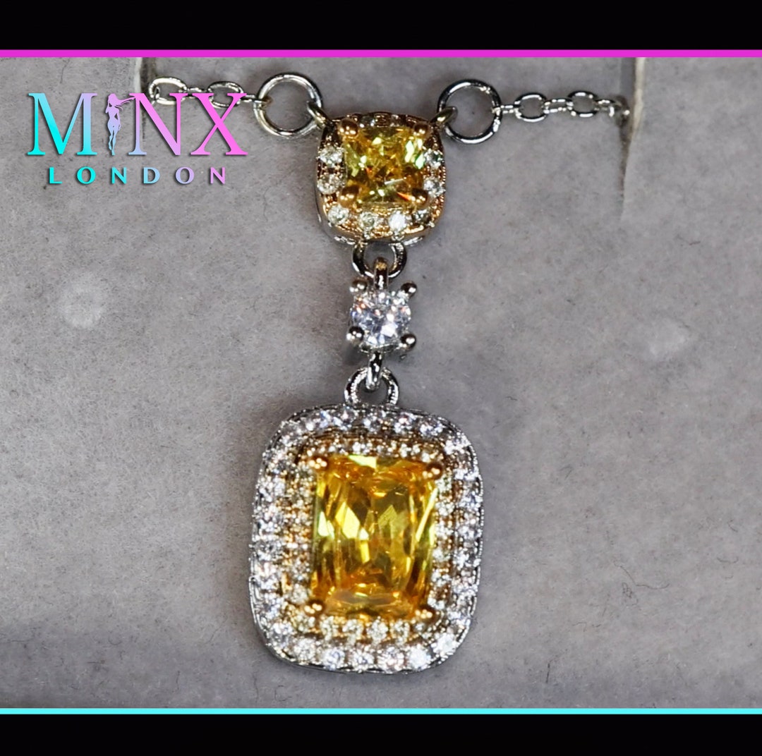 Yellow Diamond Pendant | Yellow Diamond Necklace | Radiant Cut Diamond ...