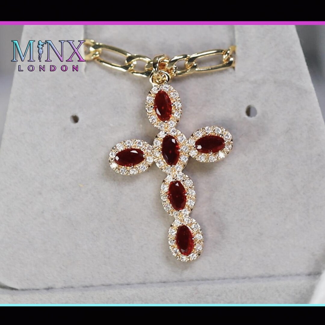 Red Diamond Cross Pendant | Gold Red Diamond Cross Pendant | Gold ...