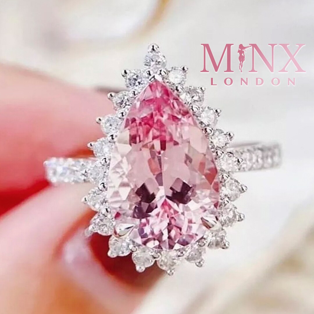 Pink Diamond Ring Teardrop Ring Pear Shape Ring Teardrop - Etsy