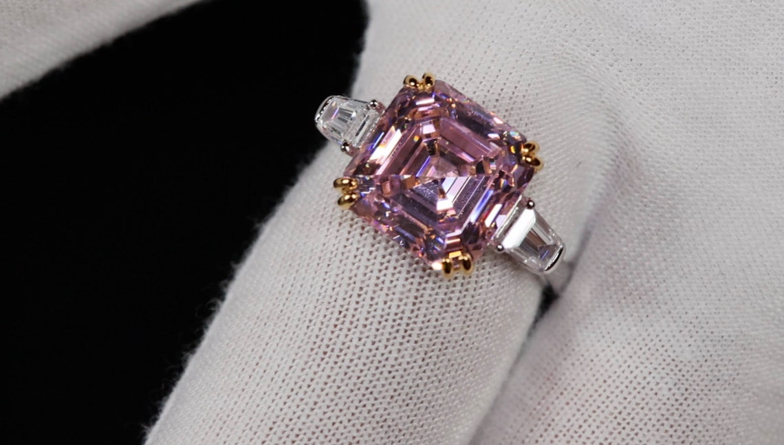 Pink Diamond Ring | Pink Asscher Cut Diamond Ring | Asscher Diamond ...