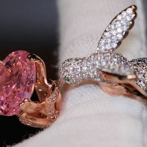 Diamond Bird Ring | Pink Diamond Ring | Womens Statement Ring | Womens ...