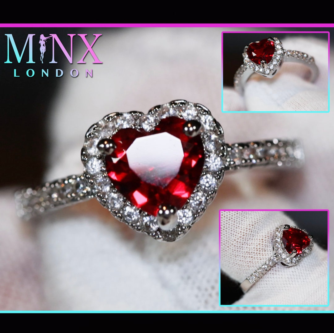 Heart Ring | Red Diamond Heart Ring | Heart Shape Ring | Diamond Heart ...