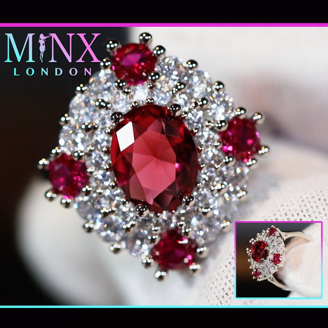 Red Oval Diamond Ring | Red Diamond Ring | Ruby Engagement Ring | Ruby ...