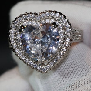 Heart Ring | Heart Rings | Iced Out Heart Ring | Halo Ring | Double ...
