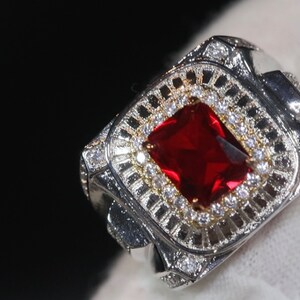 Mens Red Diamond Ring Ruby Ring for Men Ruby Ring for Women Ruby ...