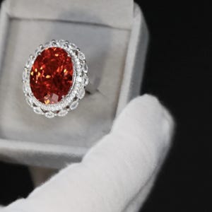 Big Red Oval Diamond Ring | Red Oval Diamond Ring | Big Red Diamond ...