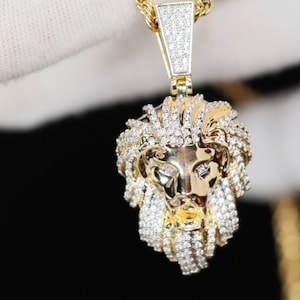 Lion Pendant | Iced Out Pendant | Gold Lion Pendant | Diamond Lion ...