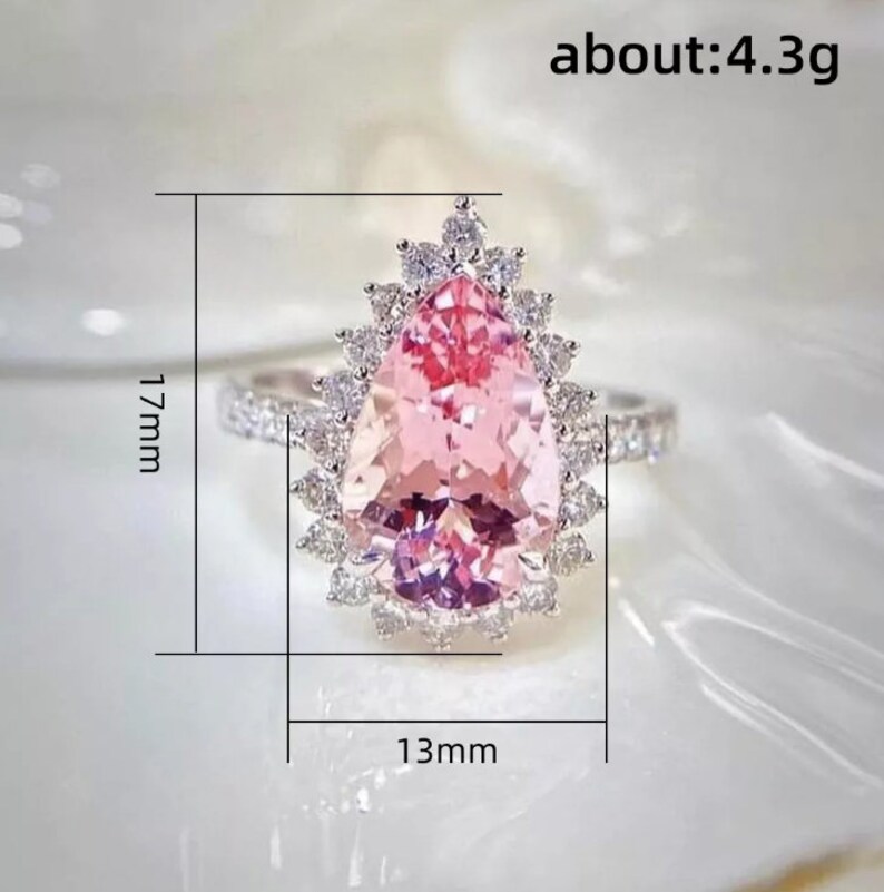 Pink Diamond Ring Teardrop Ring Pear Shape Ring Teardrop - Etsy